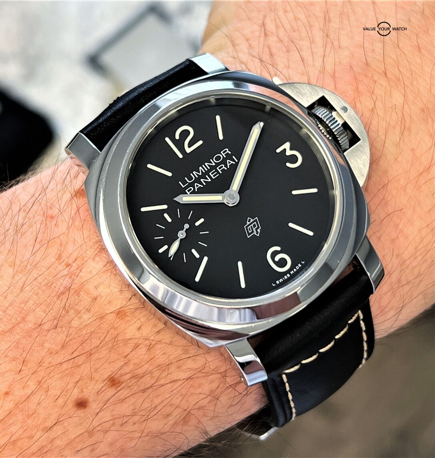 Panerai Luminor Logo PAM01084 Black Dial Stainless Steel Hand Wound ...