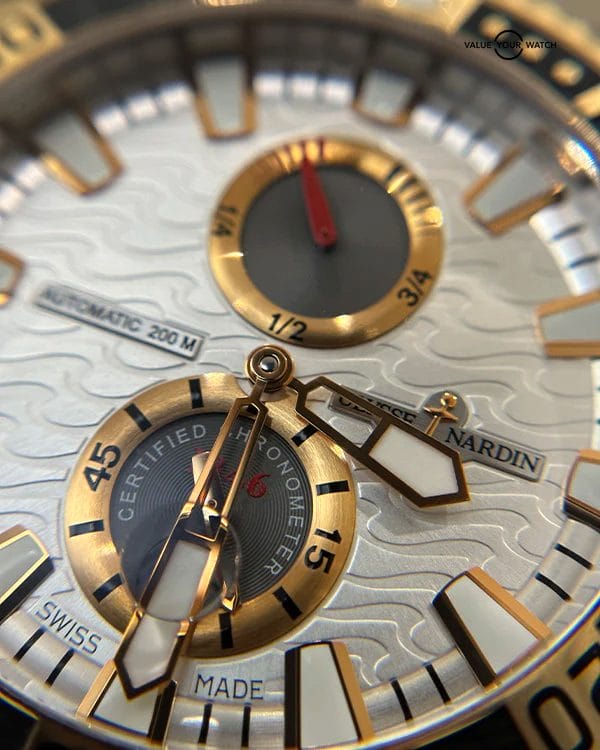 RARE Ulysse Nardin Maxi Marine Titanium 18k Rose Gold Silver Dial 265 ...