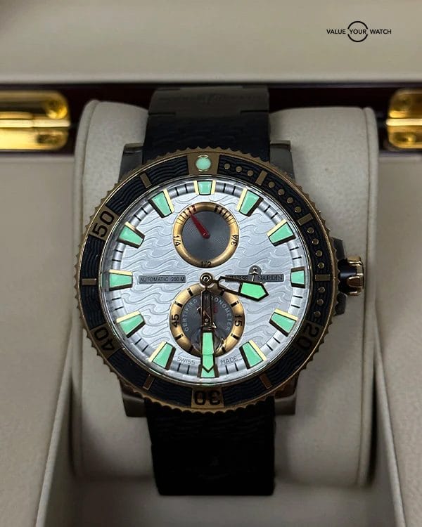 RARE Ulysse Nardin Maxi Marine Titanium 18k Rose Gold Silver Dial 265 ...