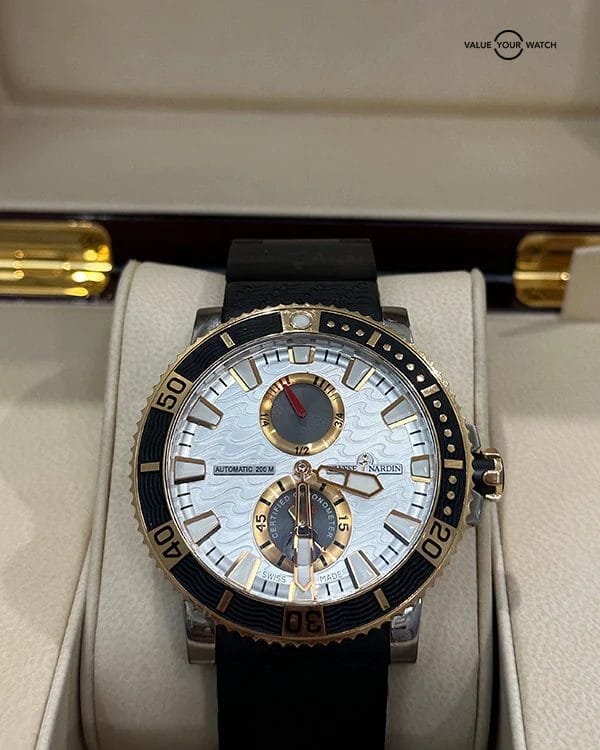 RARE Ulysse Nardin Maxi Marine Titanium 18k Rose Gold Silver Dial 265 ...
