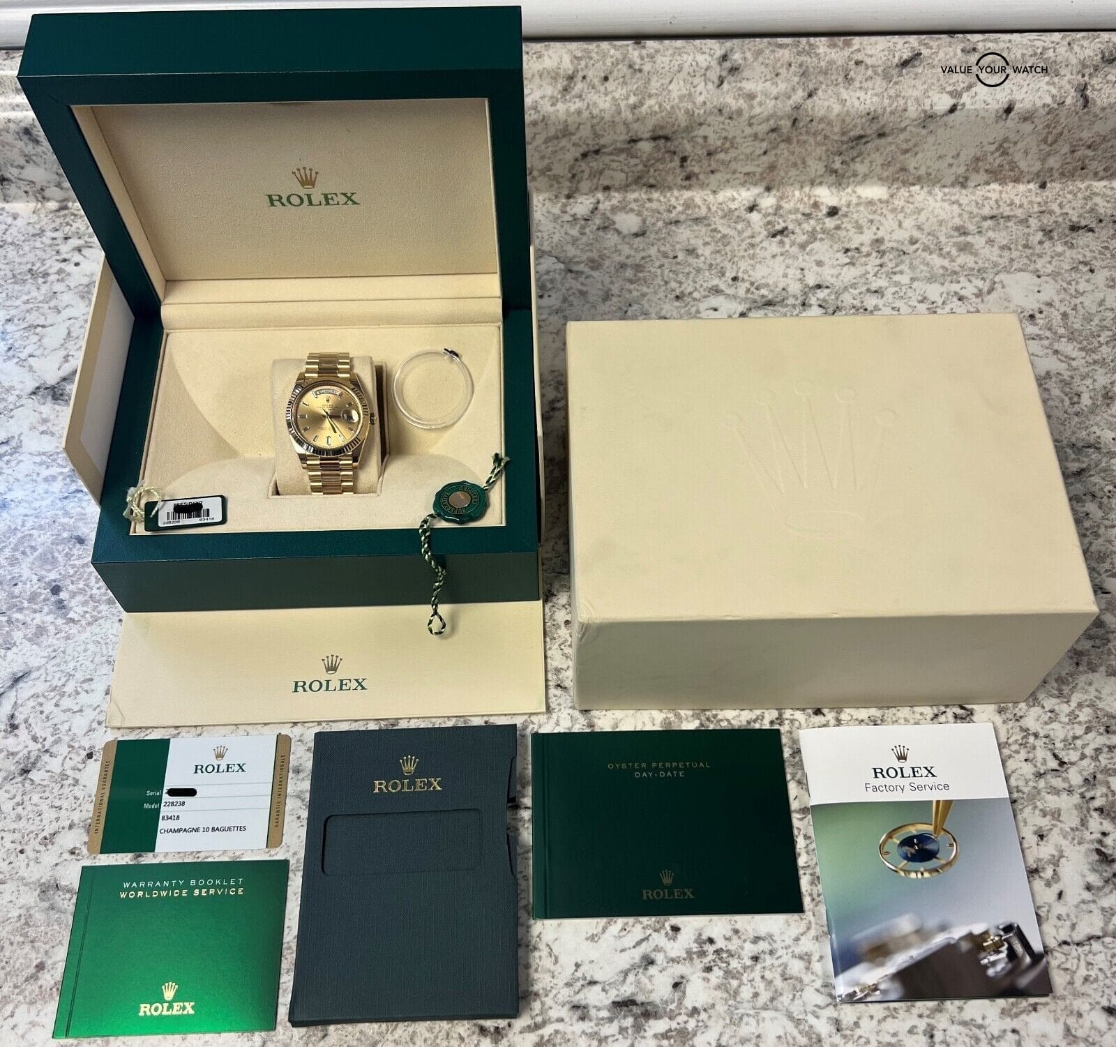 Rolex President Day-Date 40mm 228238 18K Yellow Gold Baguette Dial ...