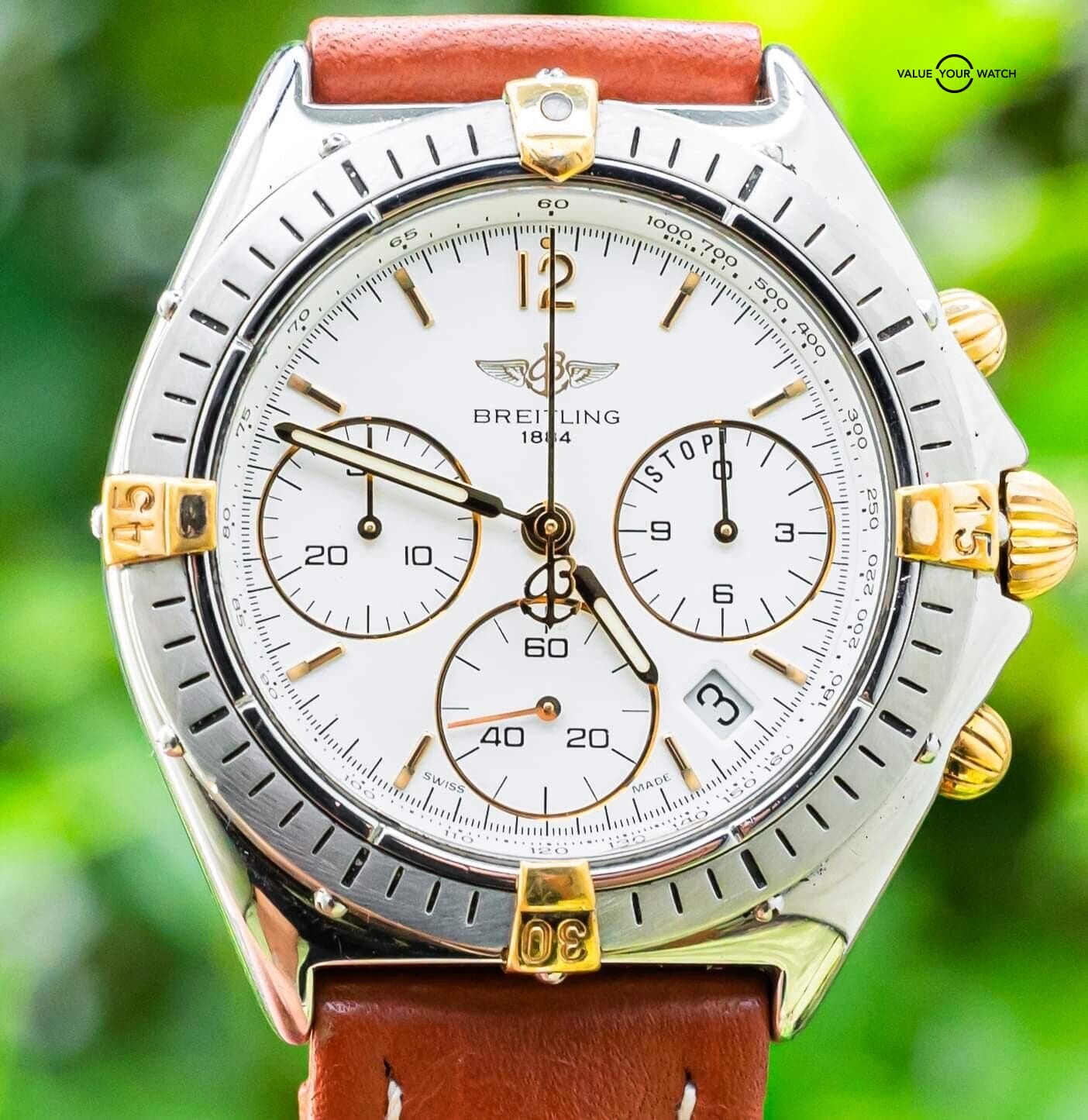 Breitling Chrono Sextant 36 mm White Dial Yellow Gold & Steel Cockpit ...