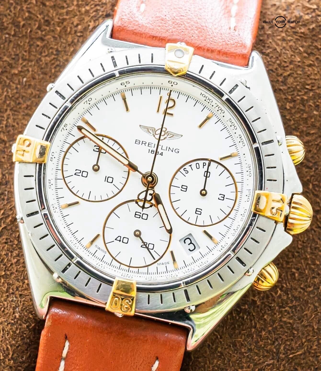 Breitling Chrono Sextant 36 mm White Dial Yellow Gold & Steel Cockpit ...