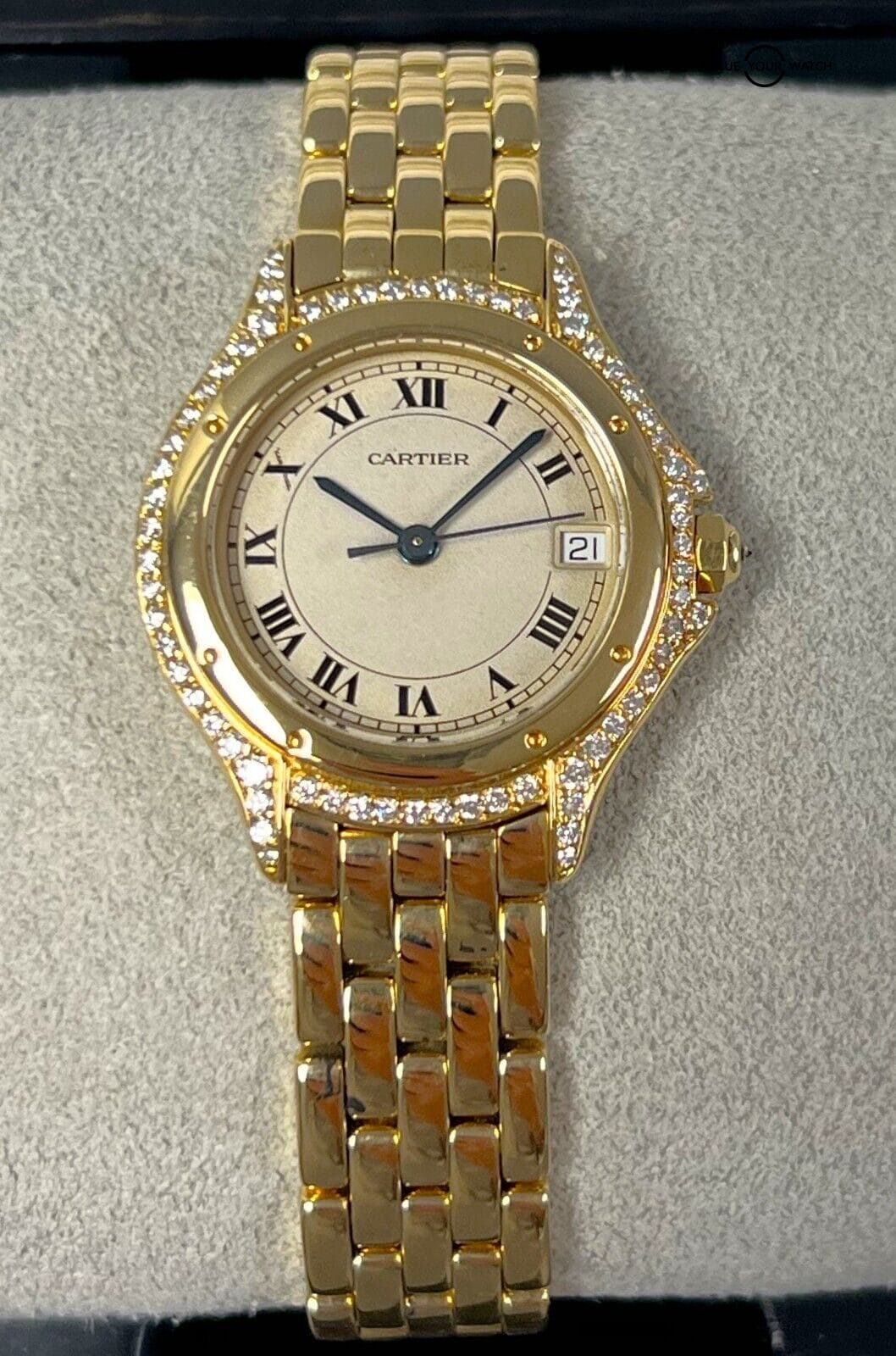 Cartier Cougar 18K Yellow Gold Factory Diamonds 26mm WF8002B9! | Value ...
