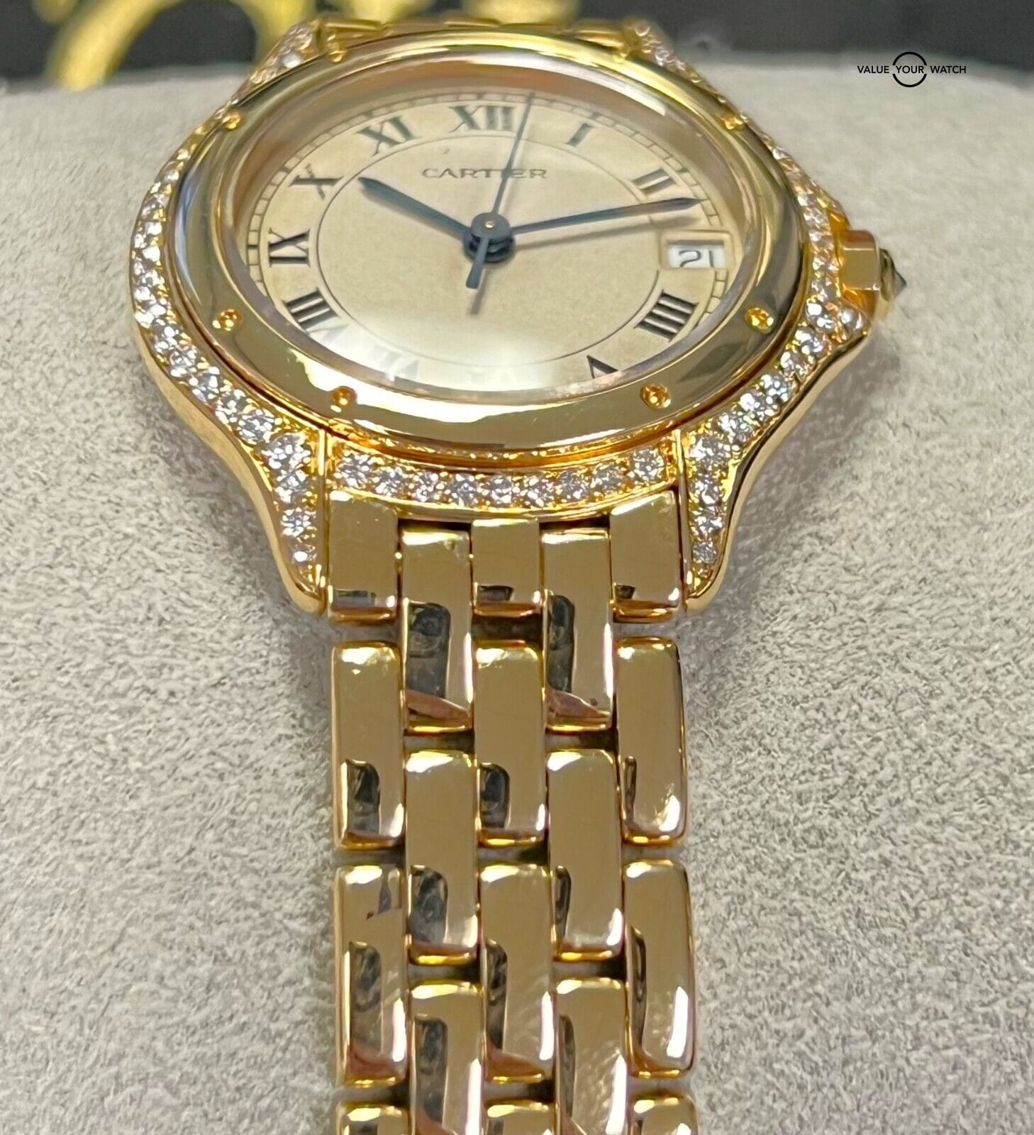 Cartier Cougar 18K Yellow Gold Factory Diamonds 26mm WF8002B9! | Value ...