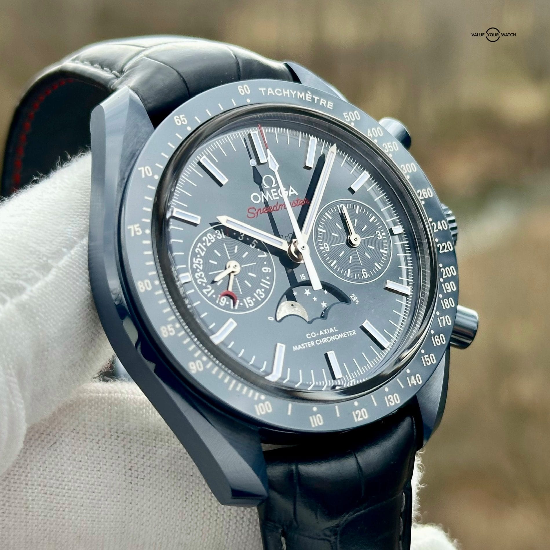 Omega Speedmaster Blue Side Of The Moon Moonphase Box/Papers 304.93.44 ...