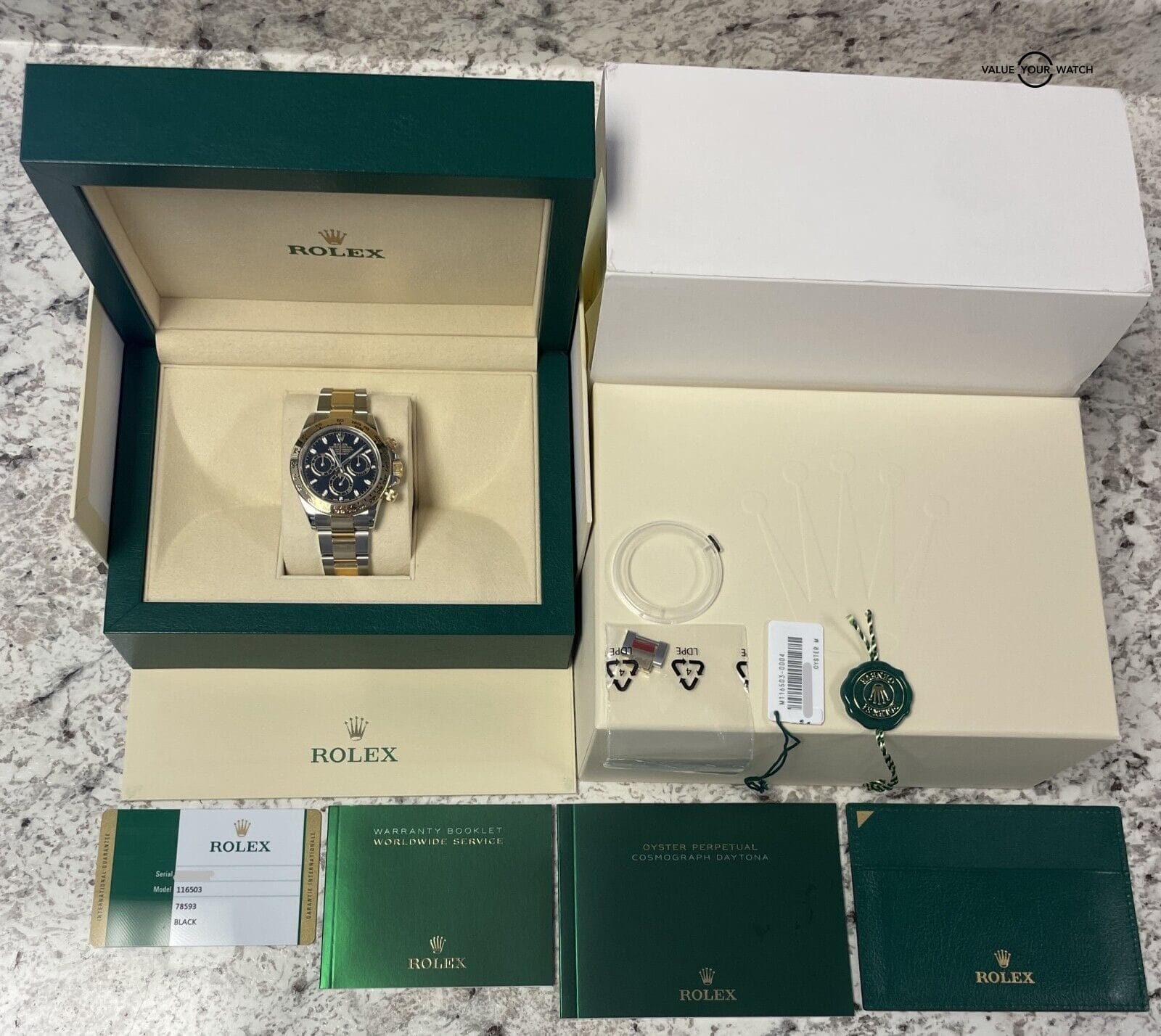 Rolex Daytona Cosmograph 116503 Black Dial Two Tone 18K Yellow Gold ...