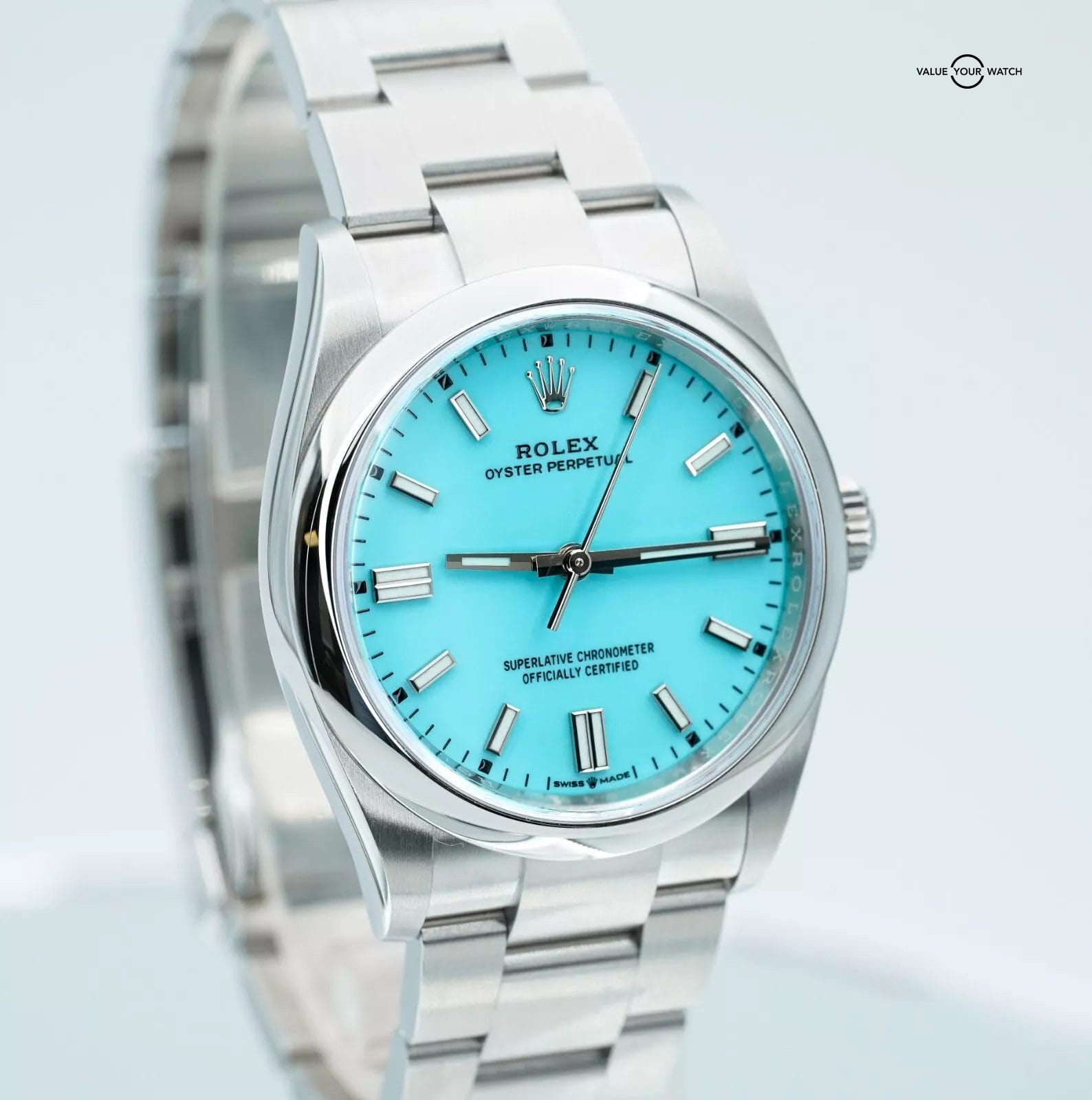 Rolex Oyster Perpetual 36mm Turquoise Blue Dial 126000 | Value Your Watch