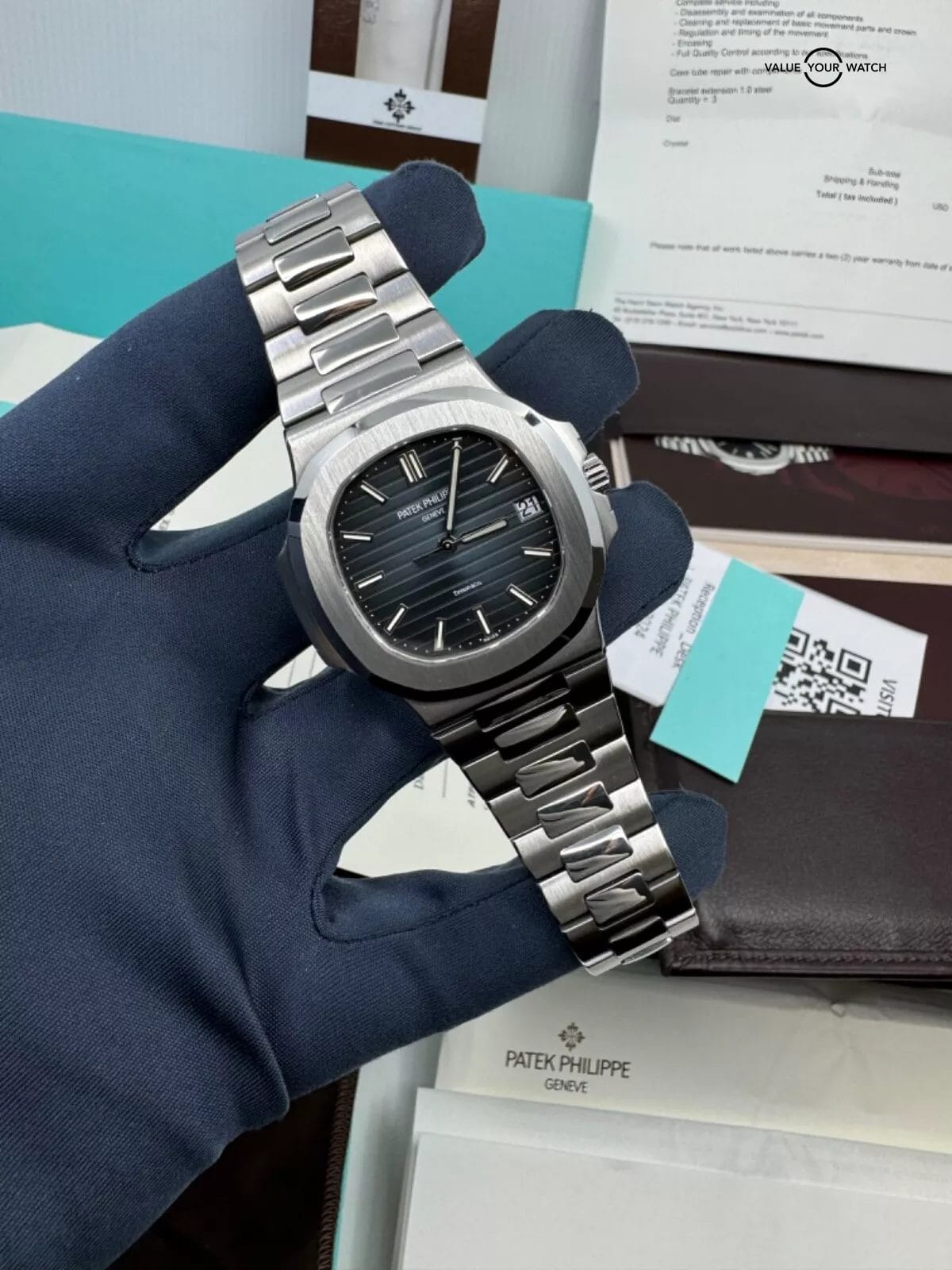 2024 PP Serviced “LED” Dial Tiffany&Co Stamp Blue Dial Nautilus Geneva ...