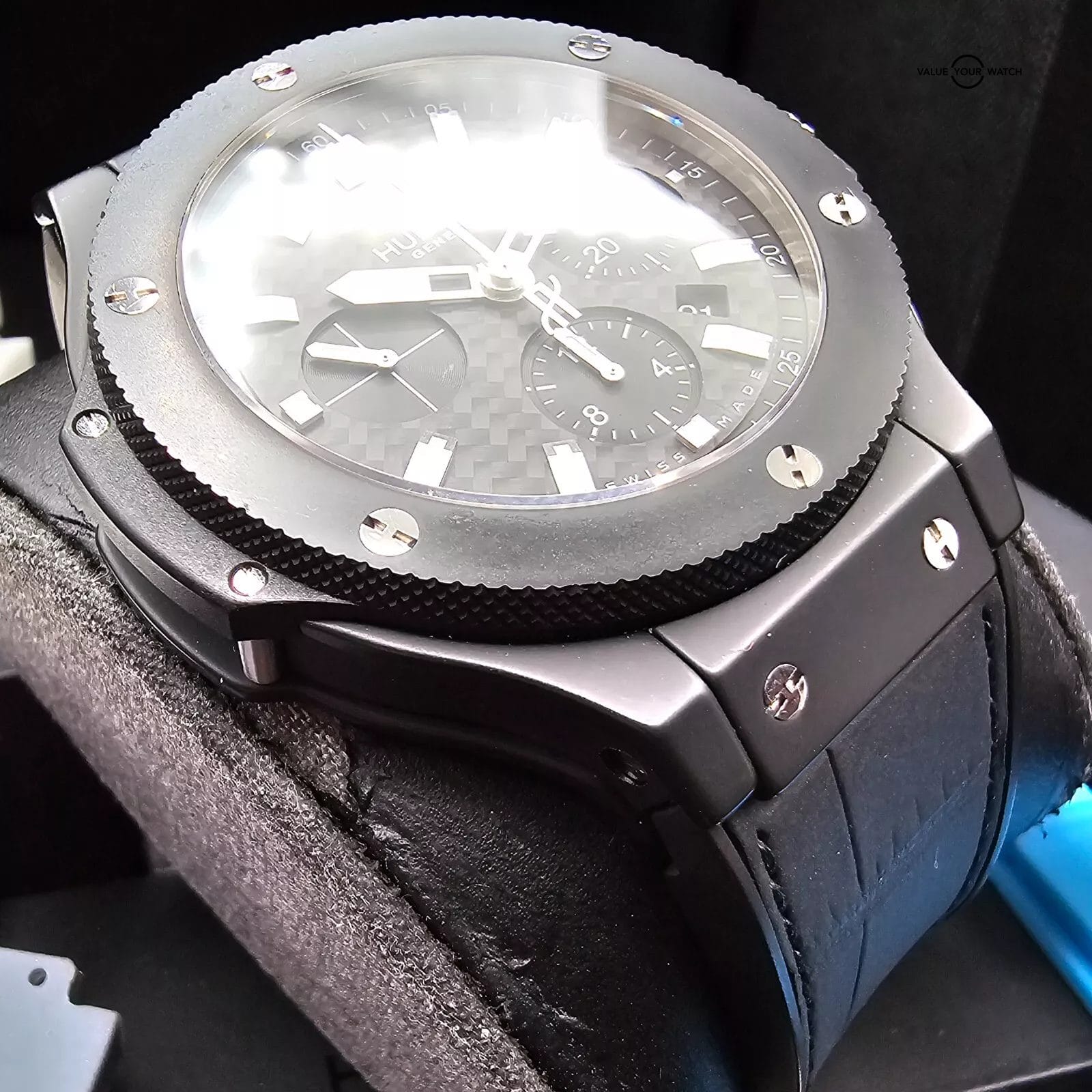 Hublot Big Bang Black Ceramic Chronograph 44mm, Full Set W Extra Straps ...