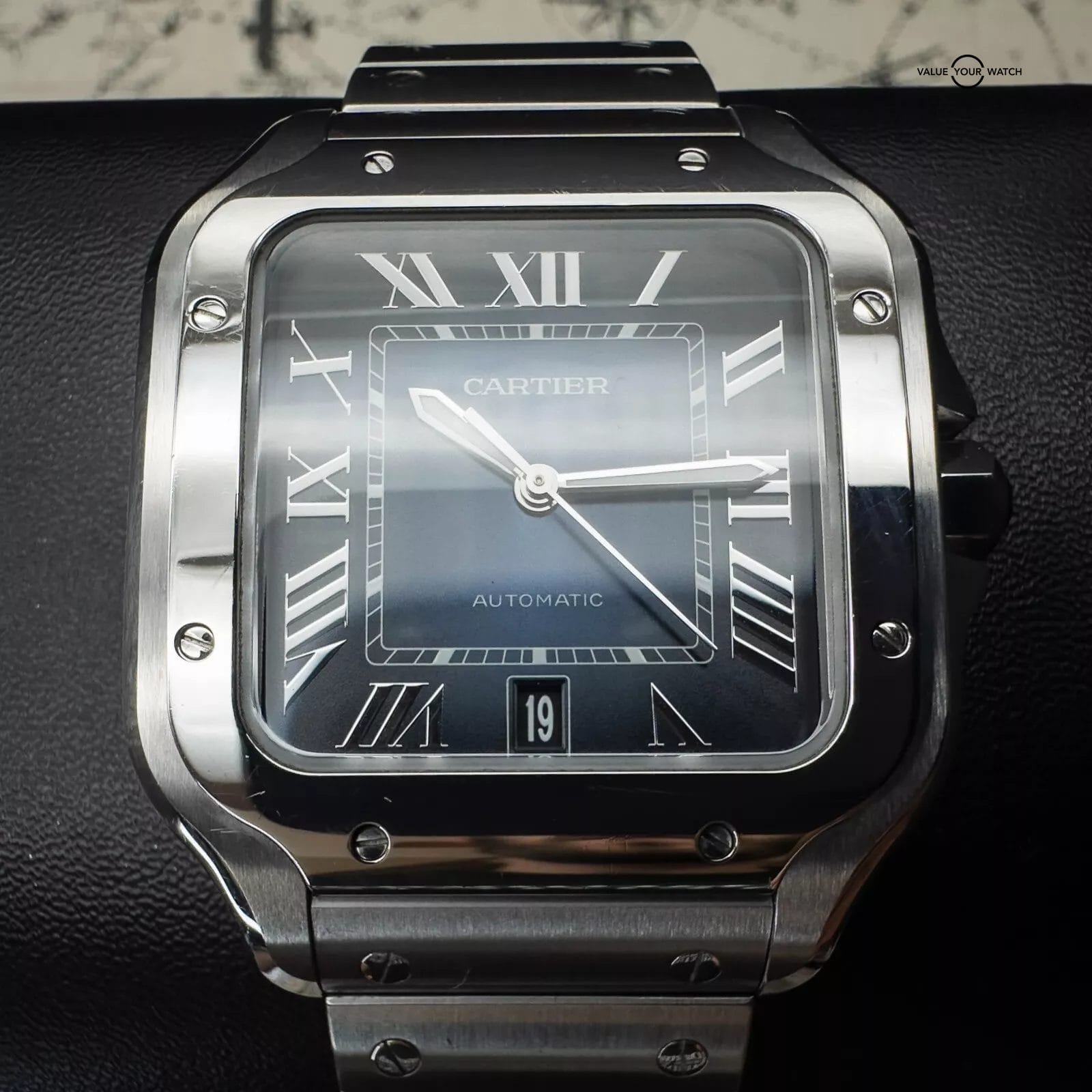2019 Cartier Santos WSSA0030 Complete Set with Steel Bracelet & Rubber ...