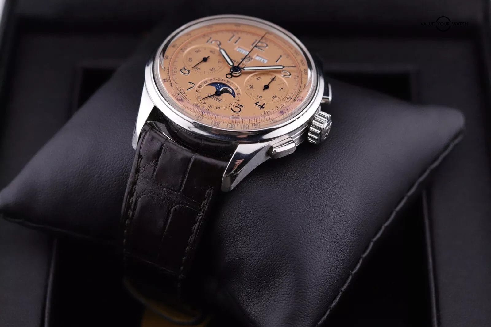 BREITLING B25 Datora 42 Premier Chronograph Calendar Moonphase Salmon ...