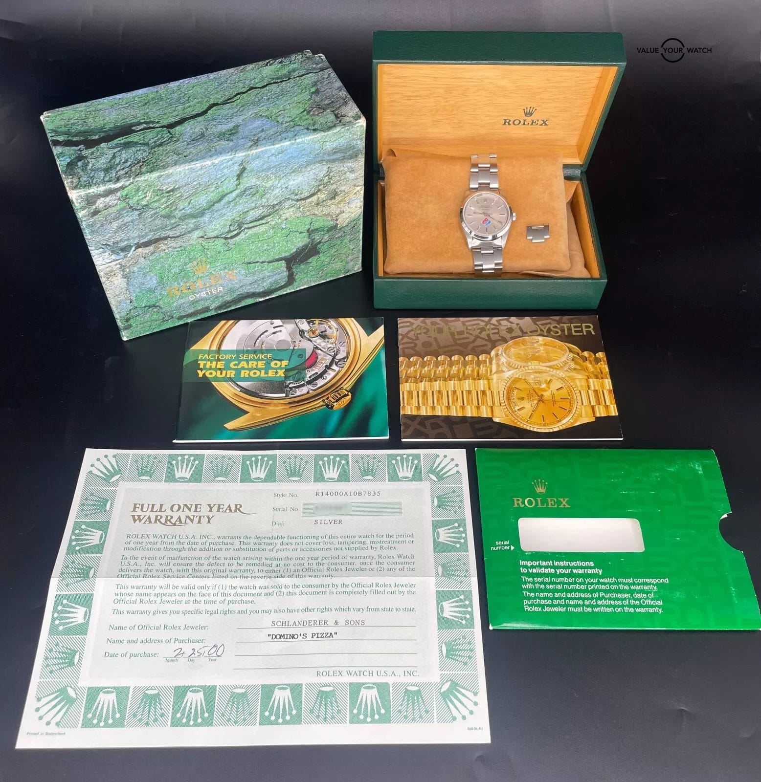 Rolex Air-King 14000 Dominos Dial Boxes/Papers! | Value Your Watch