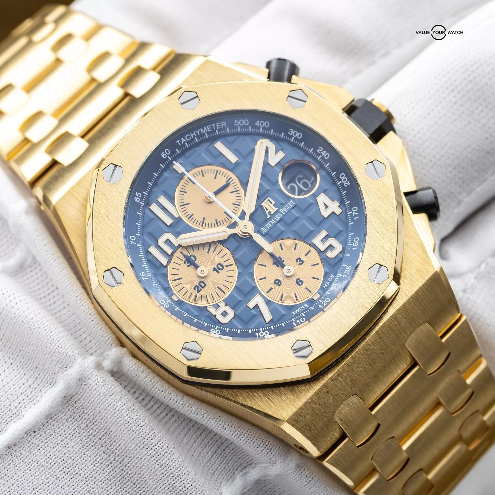 Audemars Piguet Royal Oak Offshore "Brick" Rare Yellow Gold Blue Dial ...