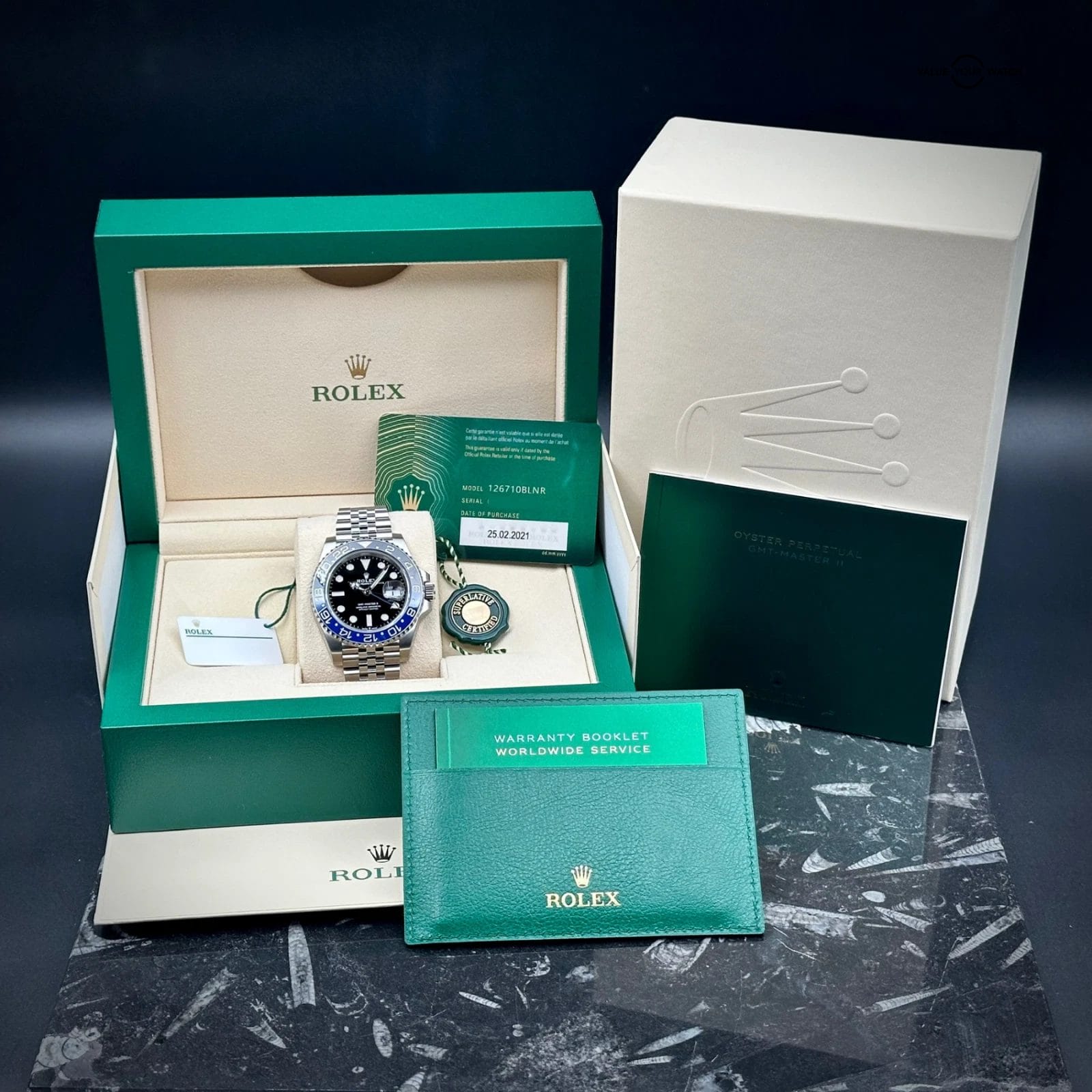 Rolex GMT-Master II FULL FACTORY STICKERS Batgirl 126710BLNR Complete ...