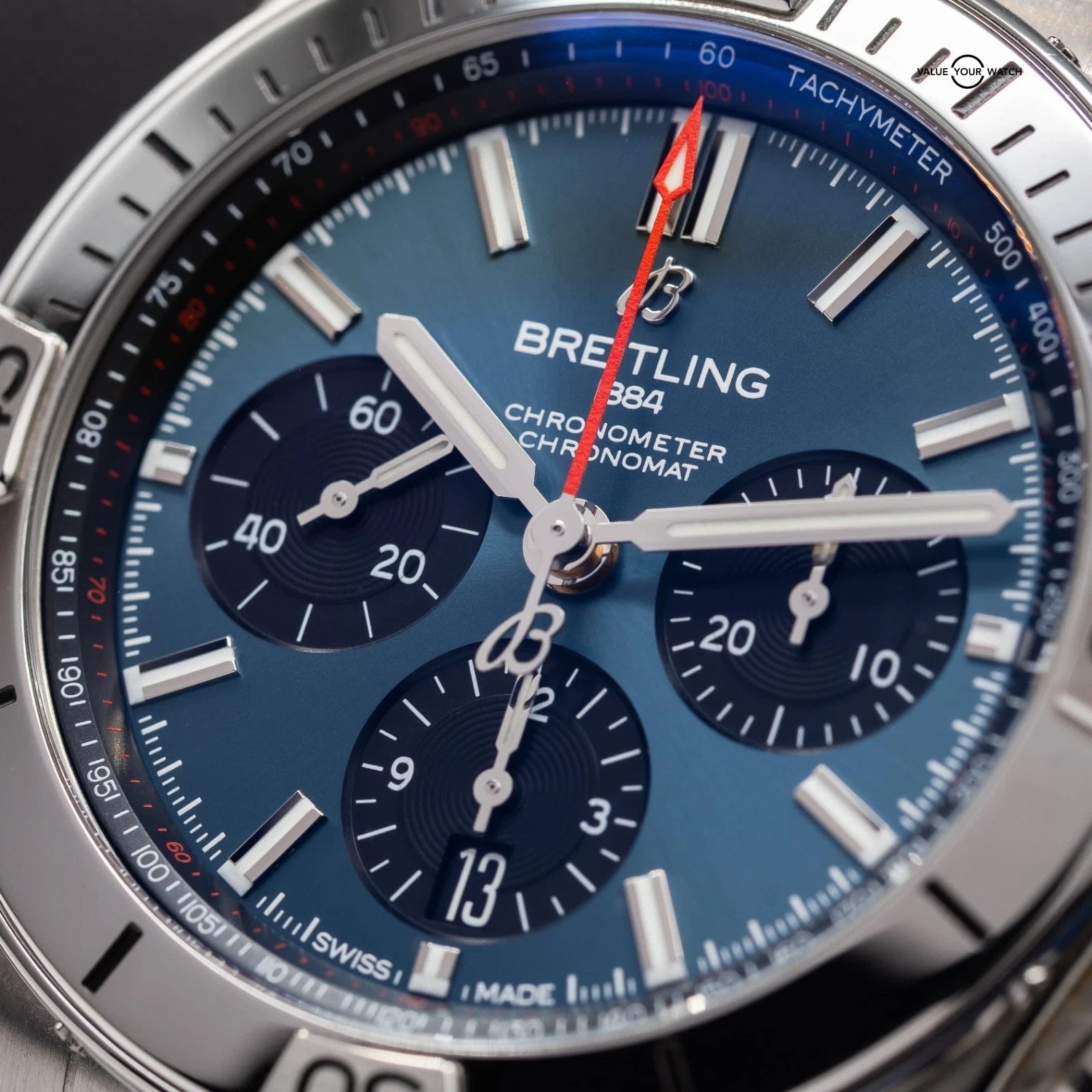 Breitling Chronomat 42mm "Black Eyed Blue" Mens Chronograph Watch ...